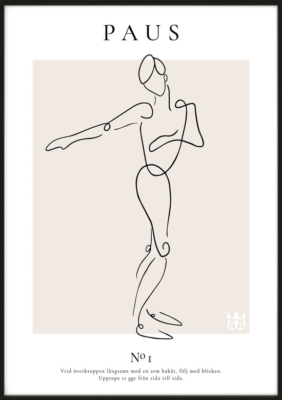 Paus – Poster med illustrerade rörelser i lineart – KNAADA