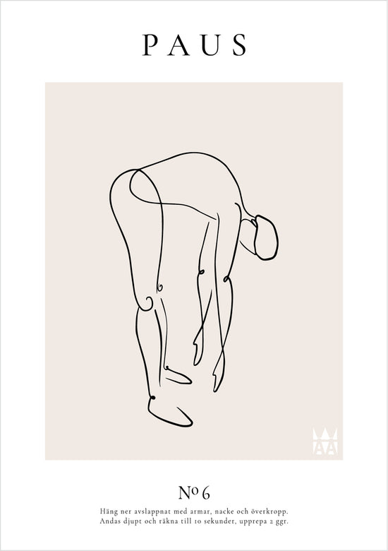 Paus – Poster med illustrerade rörelser i lineart – KNAADA