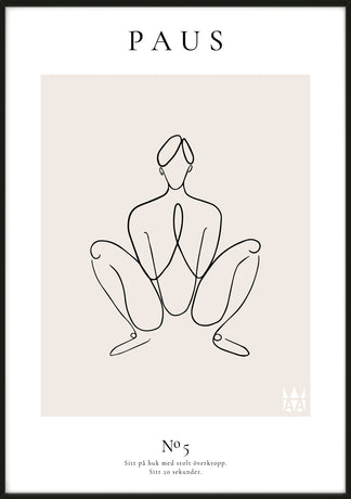 Paus – Poster med illustrerade rörelser i lineart – KNAADA